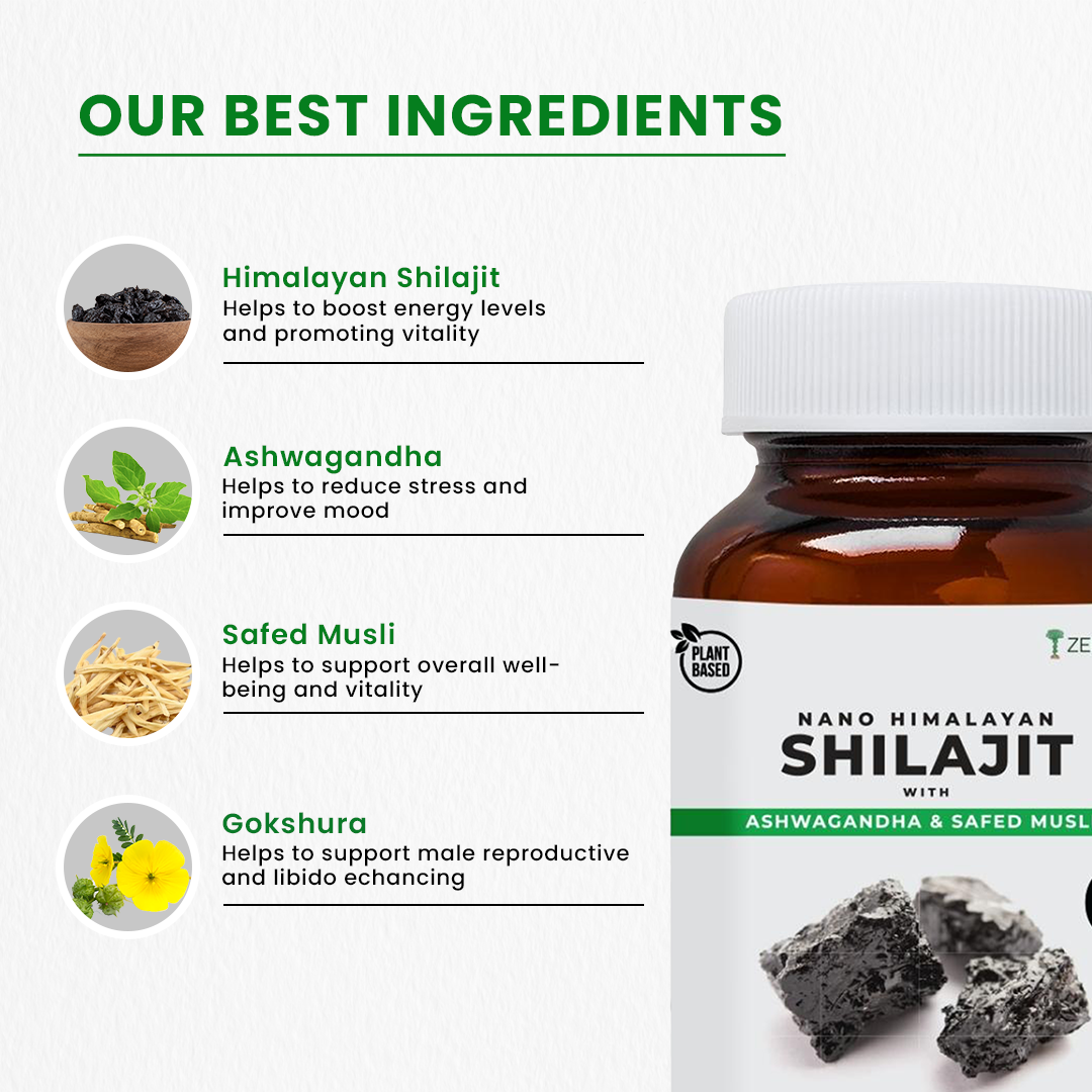 Himalayan Shilajit Tablets With Ashwagandha & Safed Musli - Zeroharm
