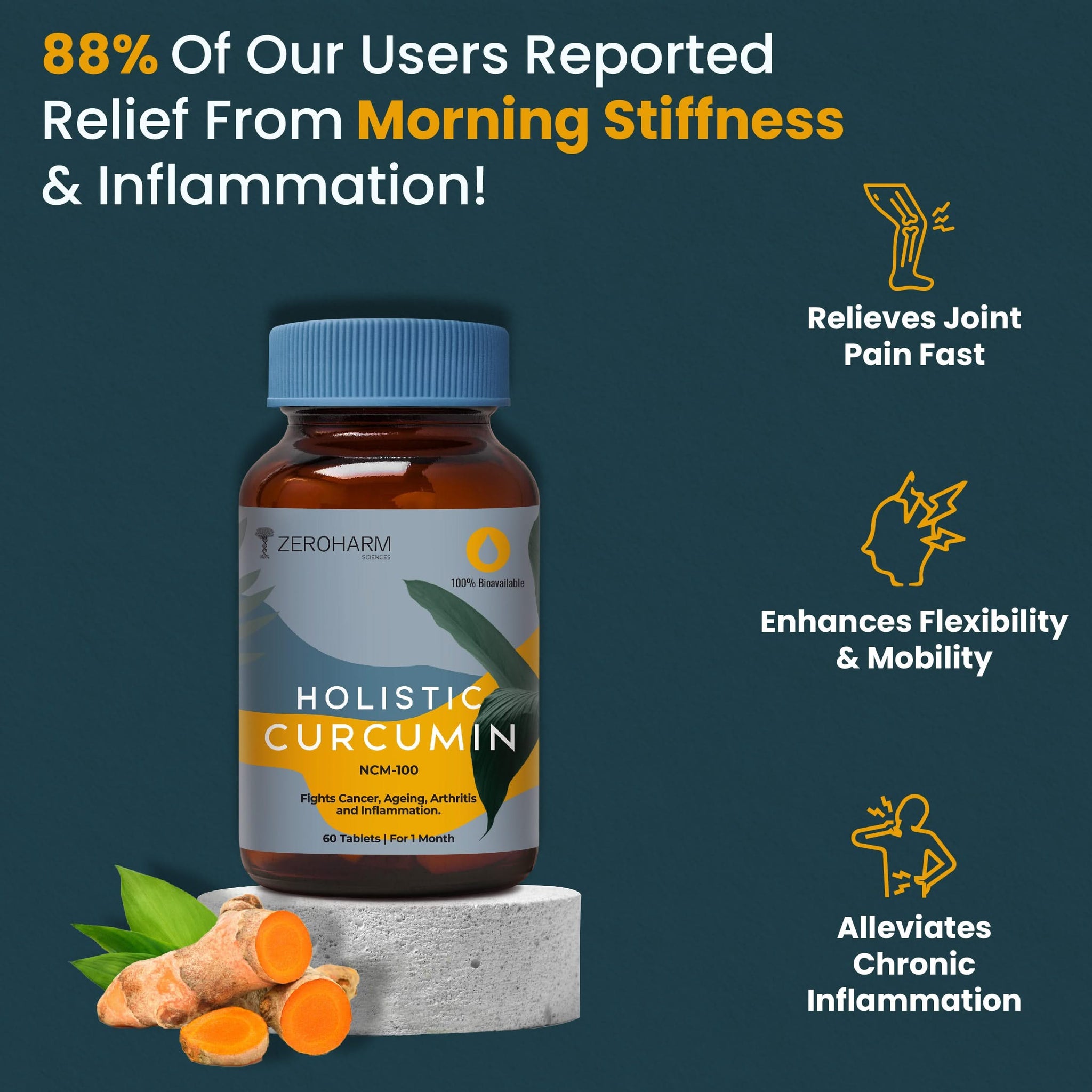 Curcumin Tablets With 95% Curcuminoids & Piperine - Zeroharm