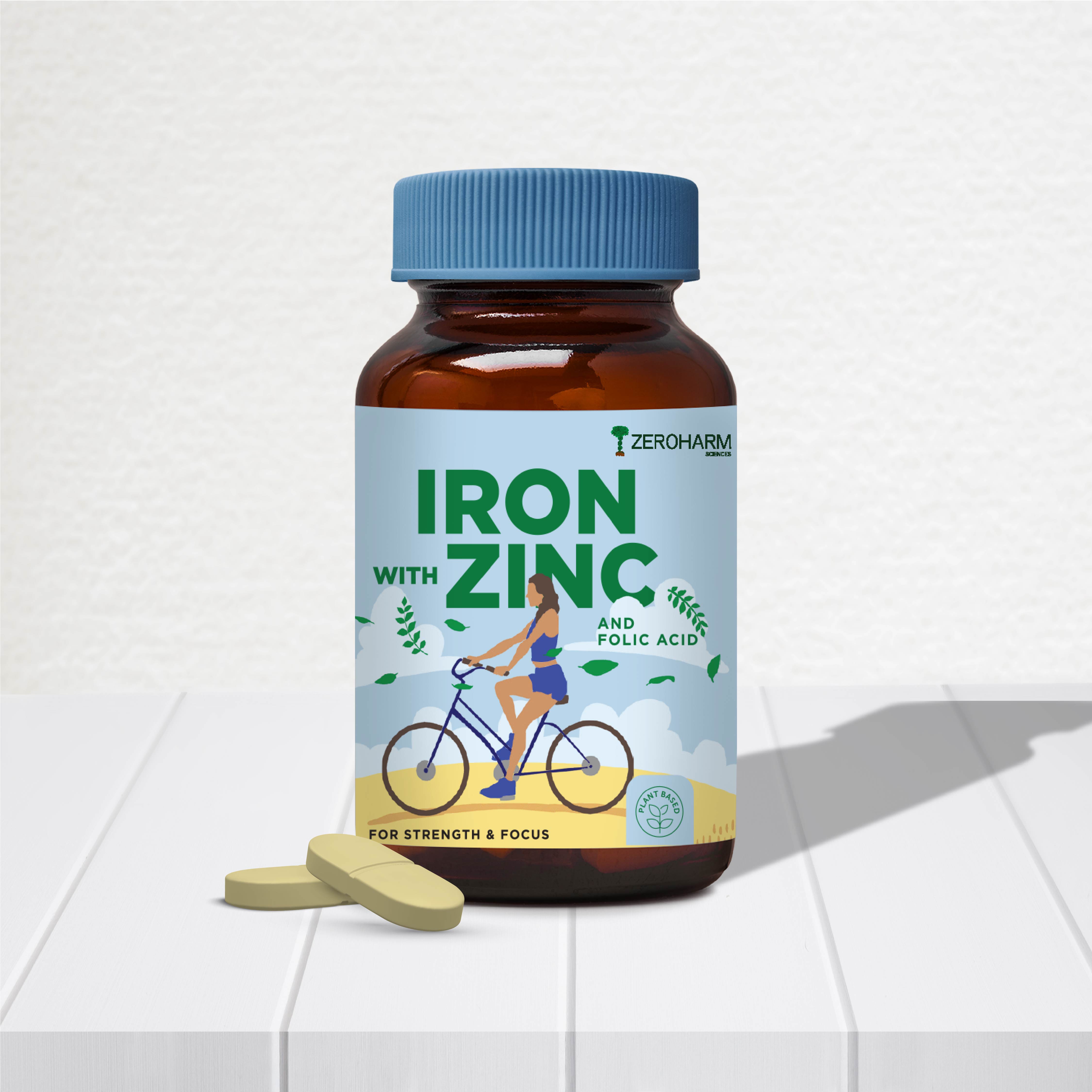 Natural Iron Zinc Folic Acid Vitamin B12 Tablets - Zeroharm