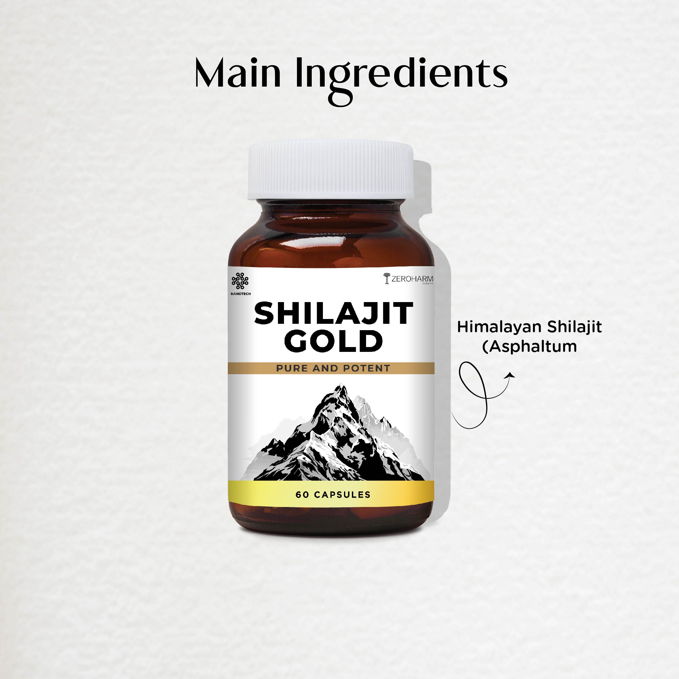 100% Natural Pure Shilajit Gold Capsules | 60 Caps - Zeroharm